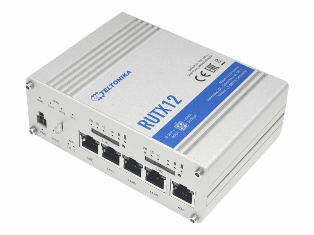 Teltonika RUTX12 - Wireless Router - WWAN - 5-Port-Switch - 1A Shop